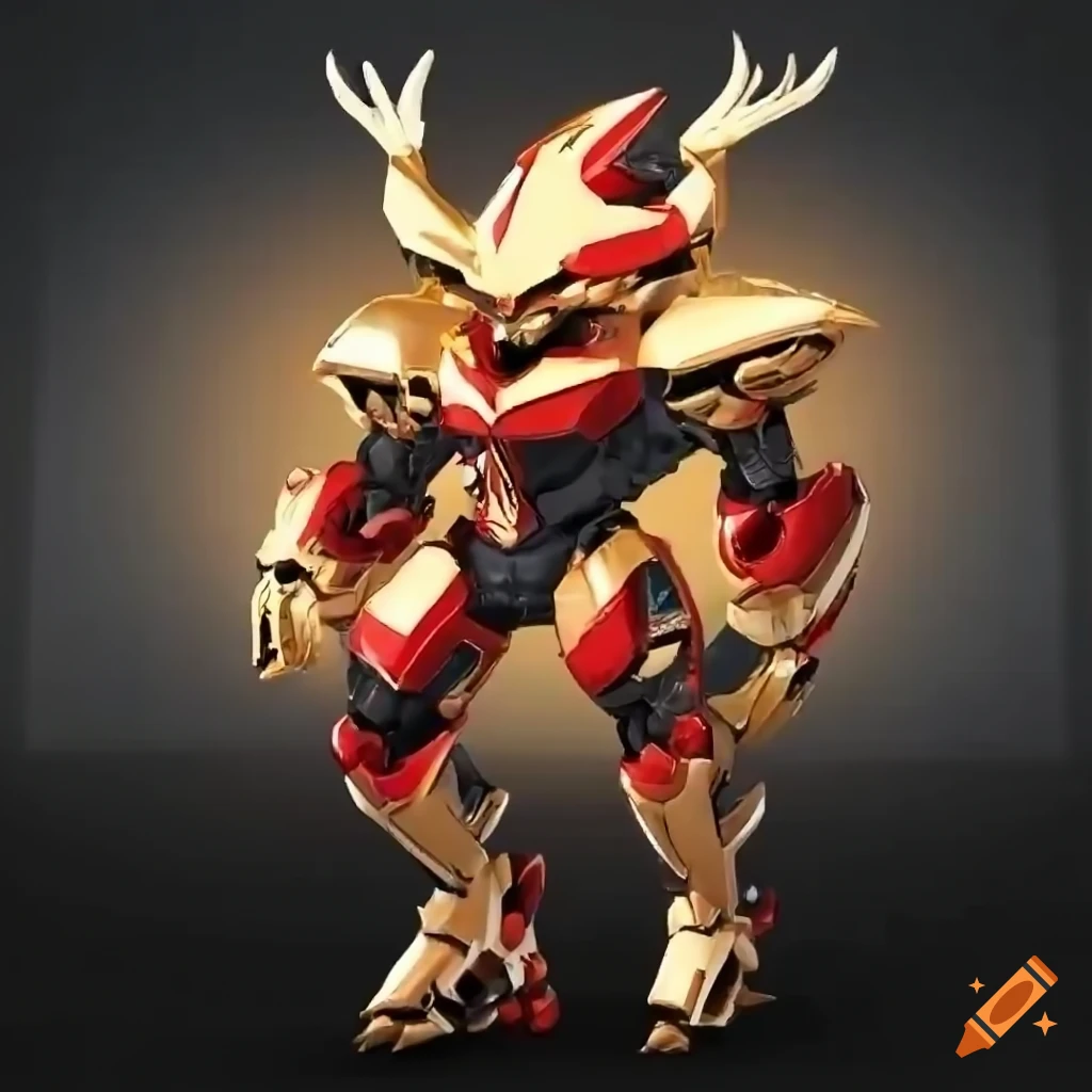 Gold deer mecha character for fighting game