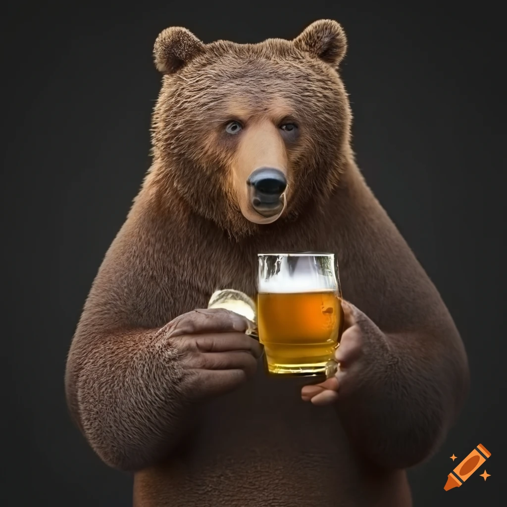 Bear holding a beer mug