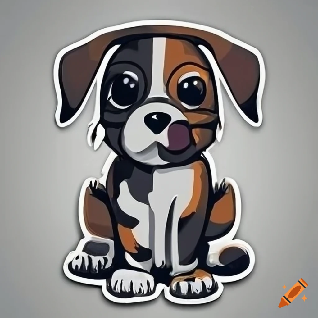 Cute puppy dog icon logo sticker
