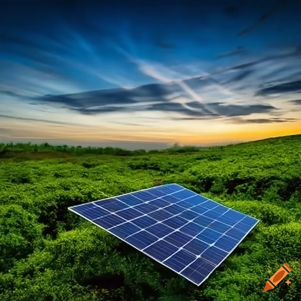 Solar farm in a garden on Craiyon