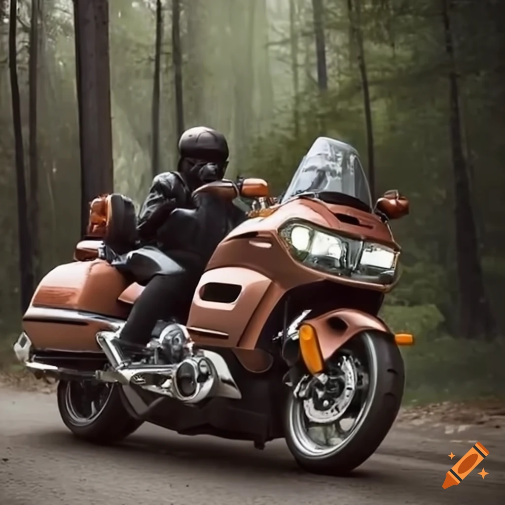 Honda goldwing motorcycle in the wilderness on Craiyon