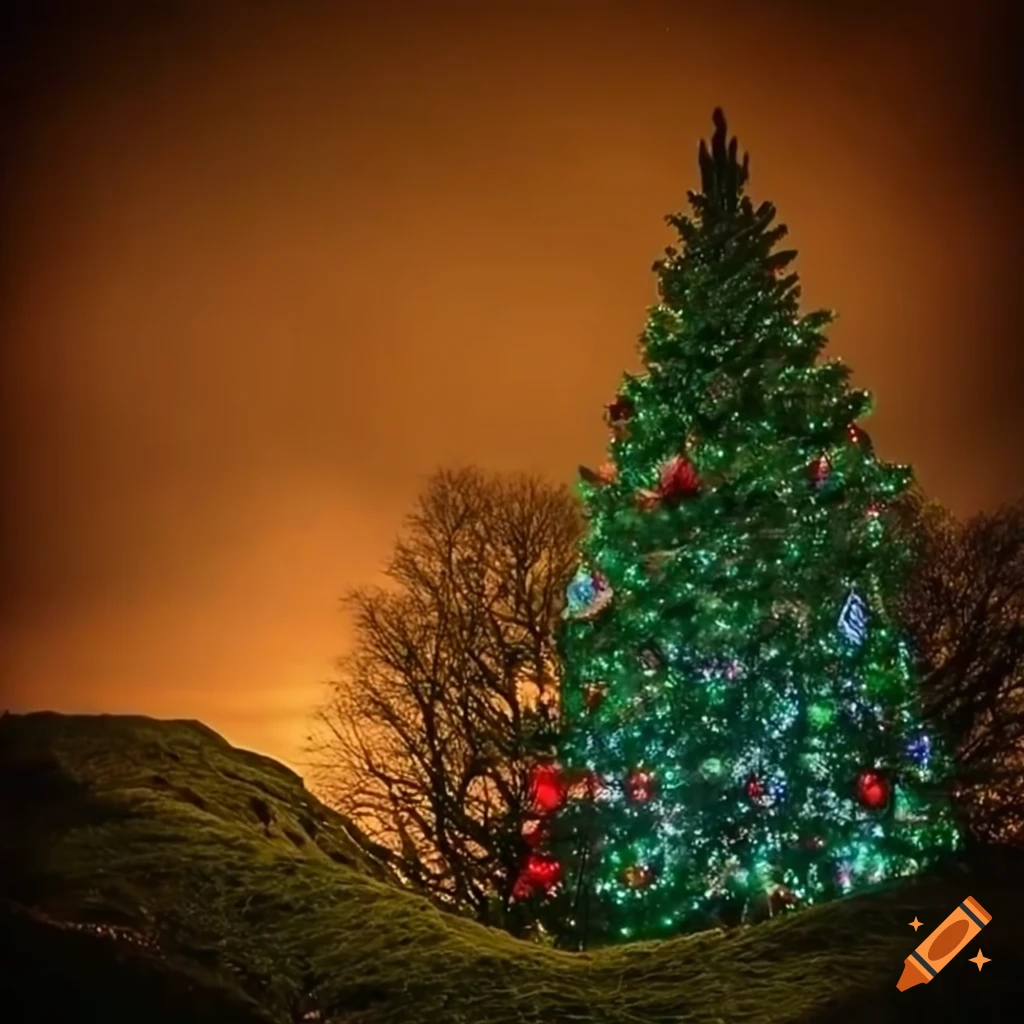 Christmas tree at sycamore gap on hadrian's wall
