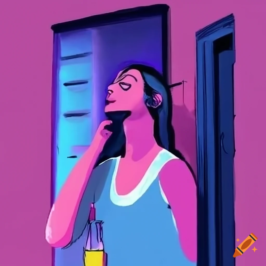 Illustration of a woman's daily routine on Craiyon