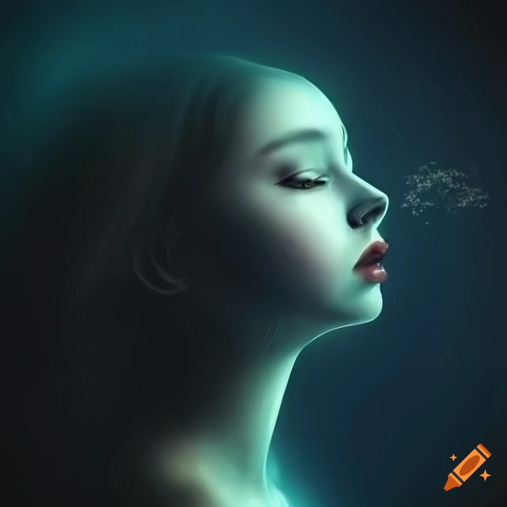 Surreal illustration of a fading girl in a dream