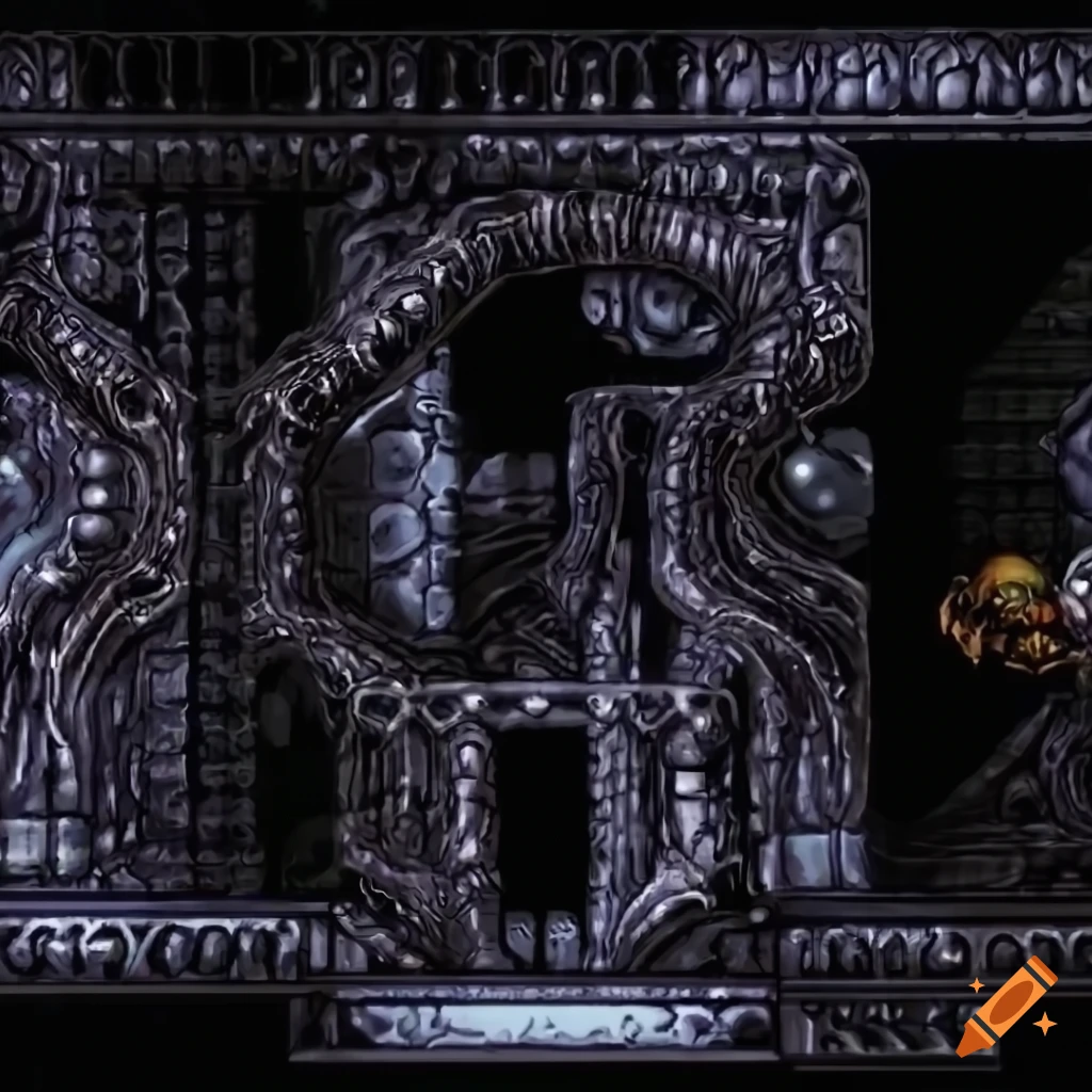 Creepy alien in a 2d game environment on Craiyon