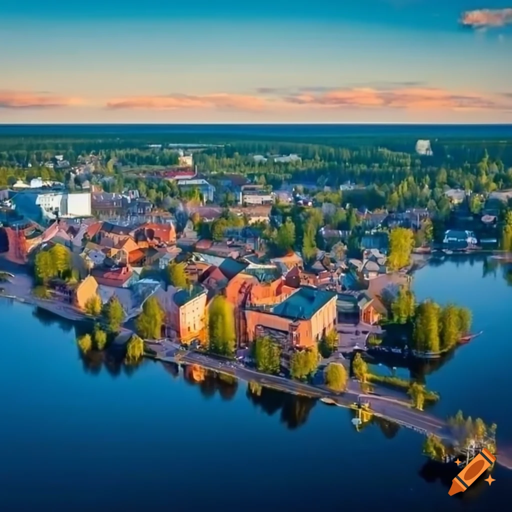 Aerial view of oulu finland in summer on Craiyon