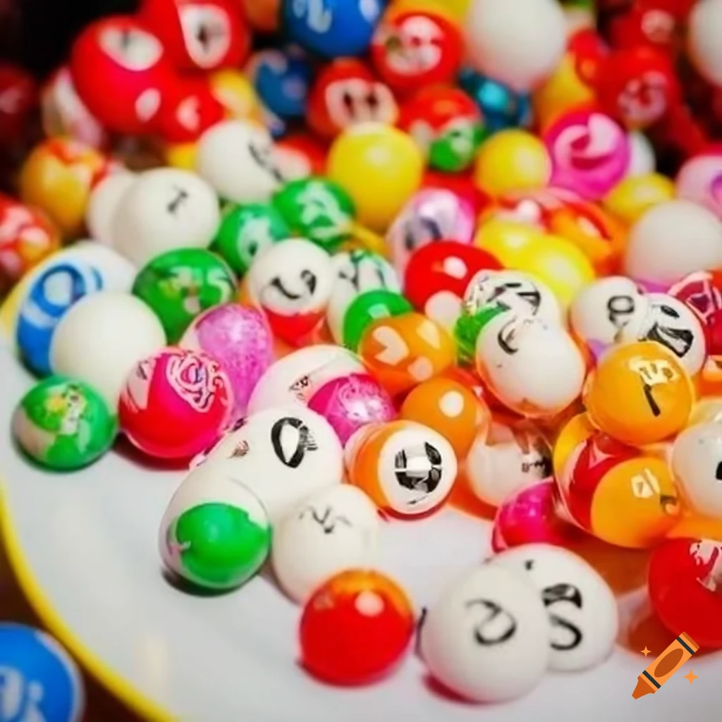 Colorful lottery balls presented as gourmet dish on Craiyon