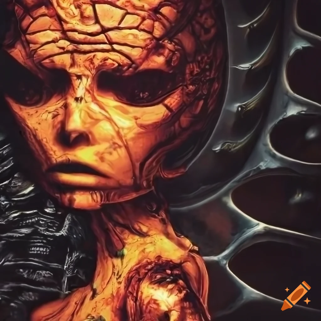 Alien creature in a desiccated state on wall tiles