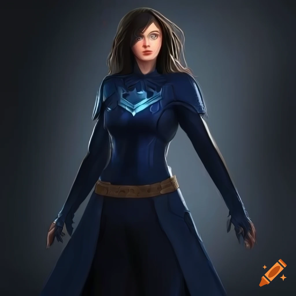 Detailed depiction of a realistic female superhero costume on Craiyon