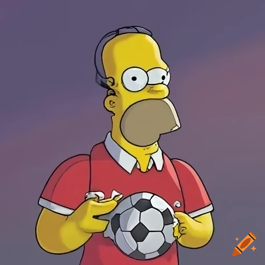 Homer simpson wearing manchester united football jersey