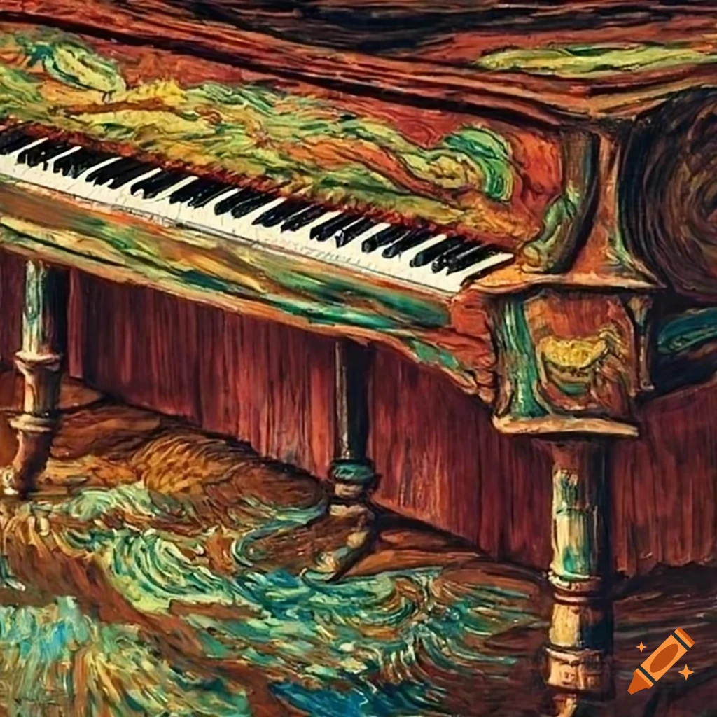 Vincent van gogh's painted grand piano
