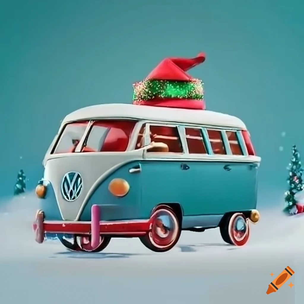 Vw van decorated for christmas on Craiyon