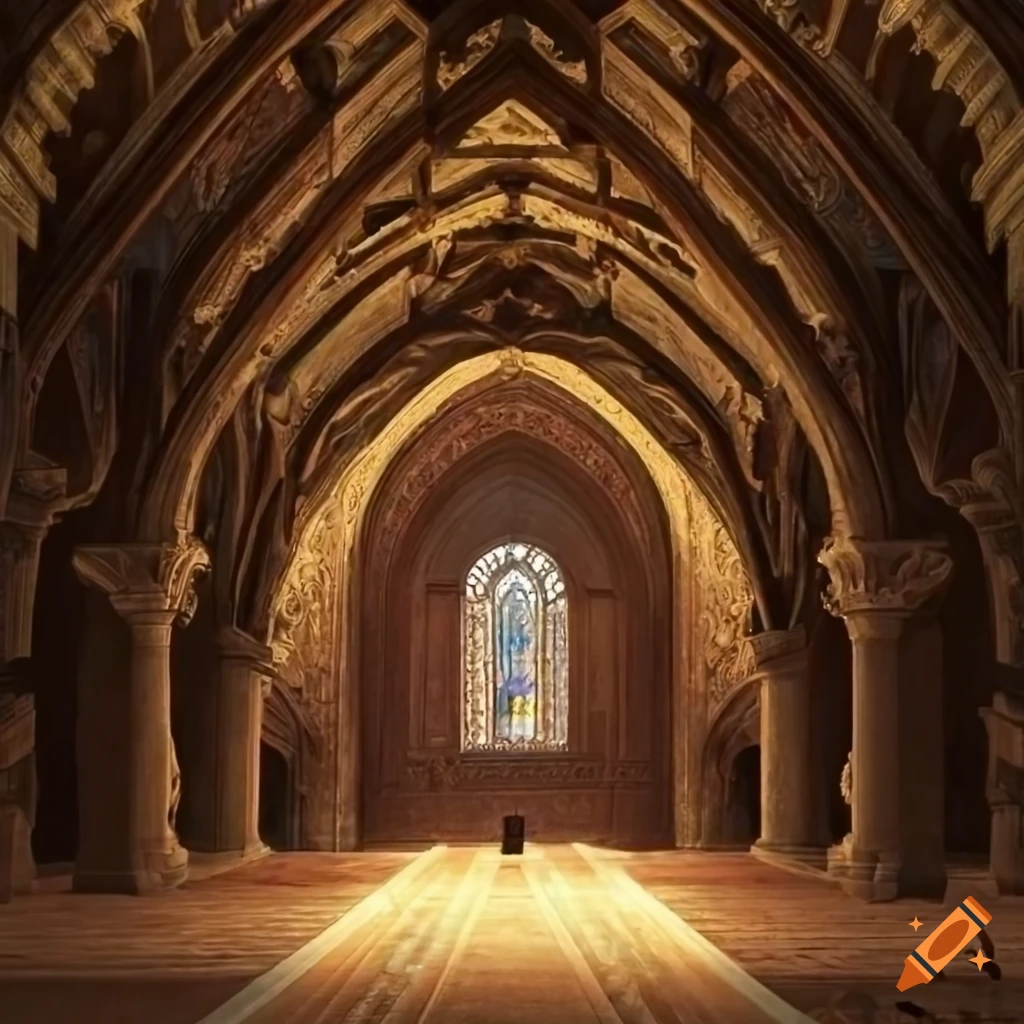 Medieval great hall with simple decor on Craiyon