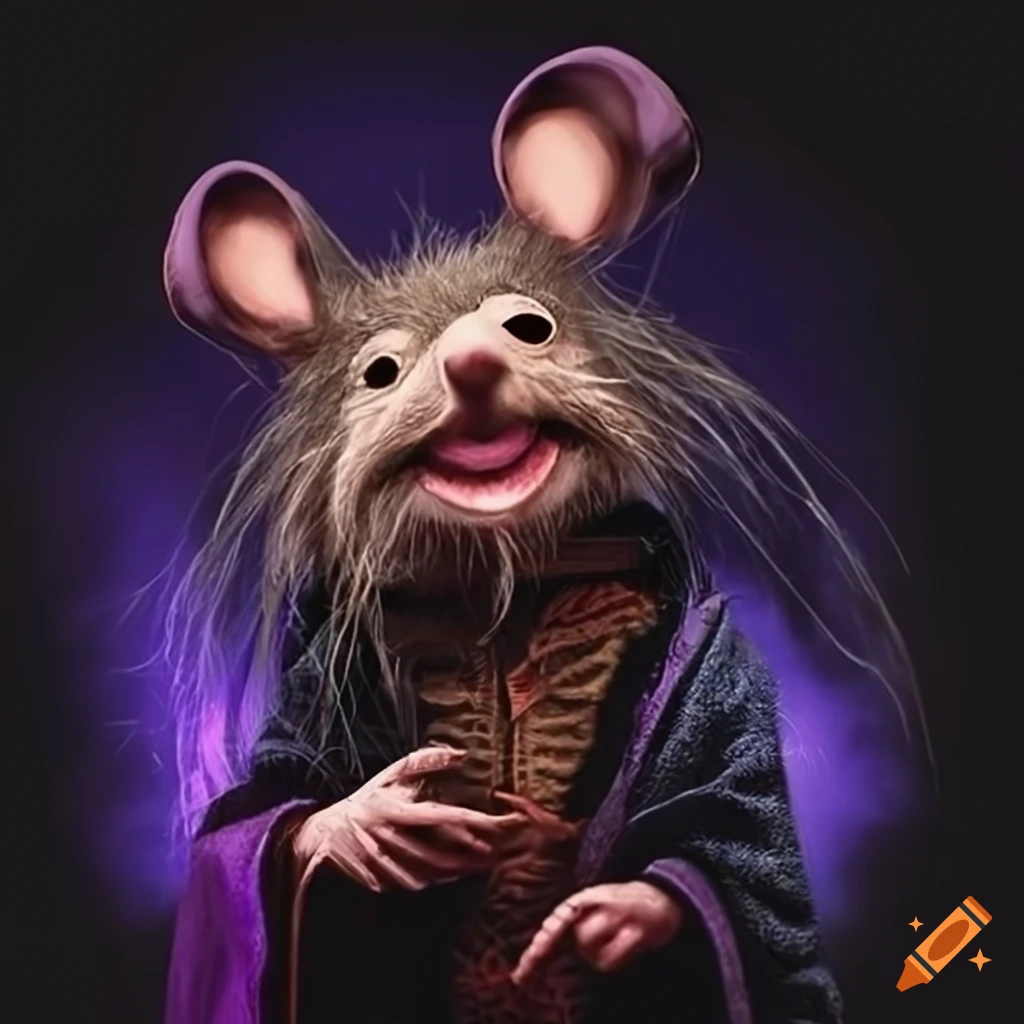 Image of a puppet rat wizard