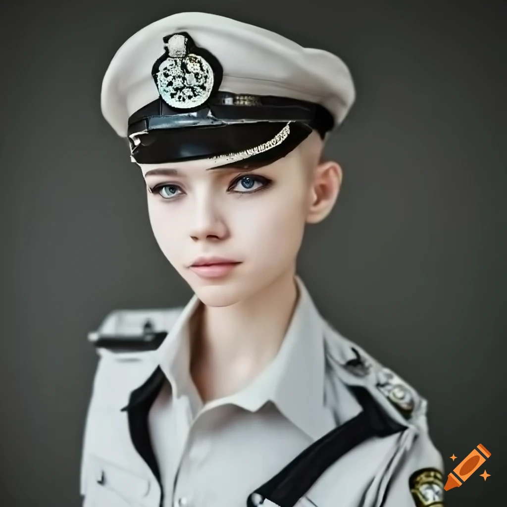 Android character in white police uniform on Craiyon