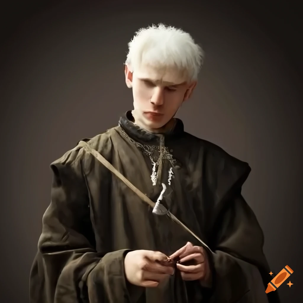 Image of a pale noble merchant man in black outfit on Craiyon