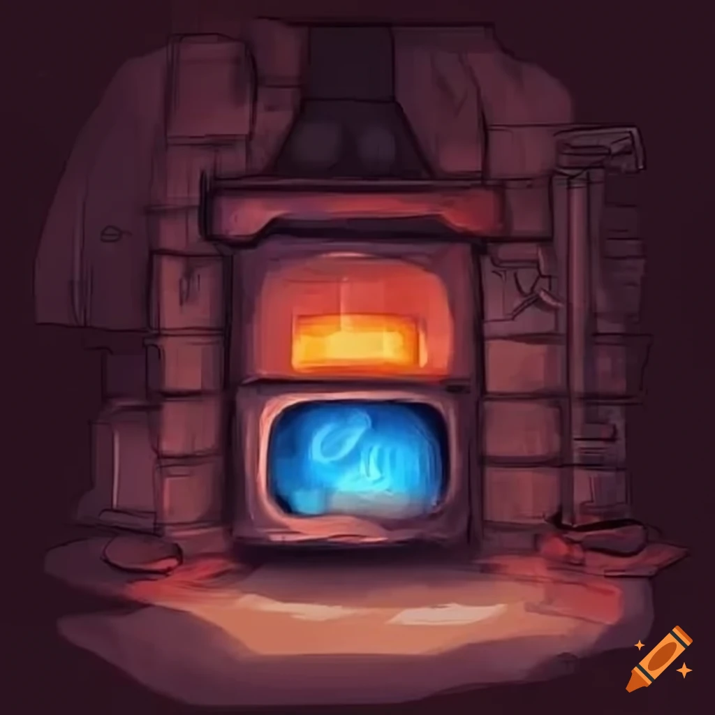 Drawing of a basement gas furnace