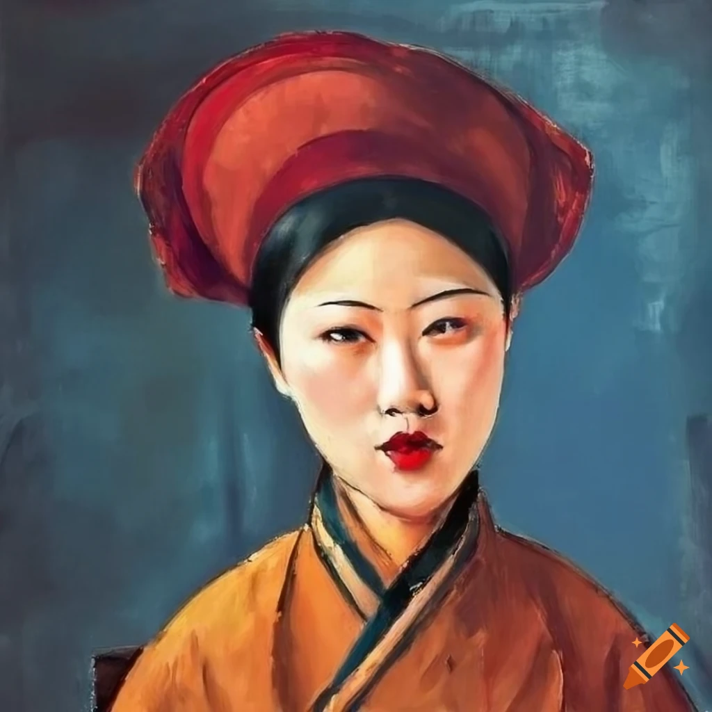 Portrait of a chinese woman in modigliani style