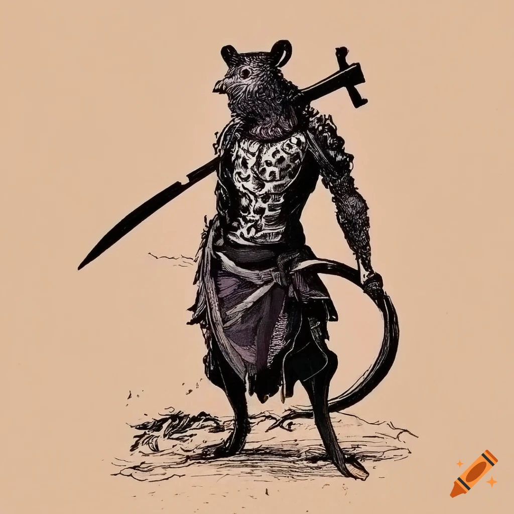 Portrait of a rat warrior illustration
