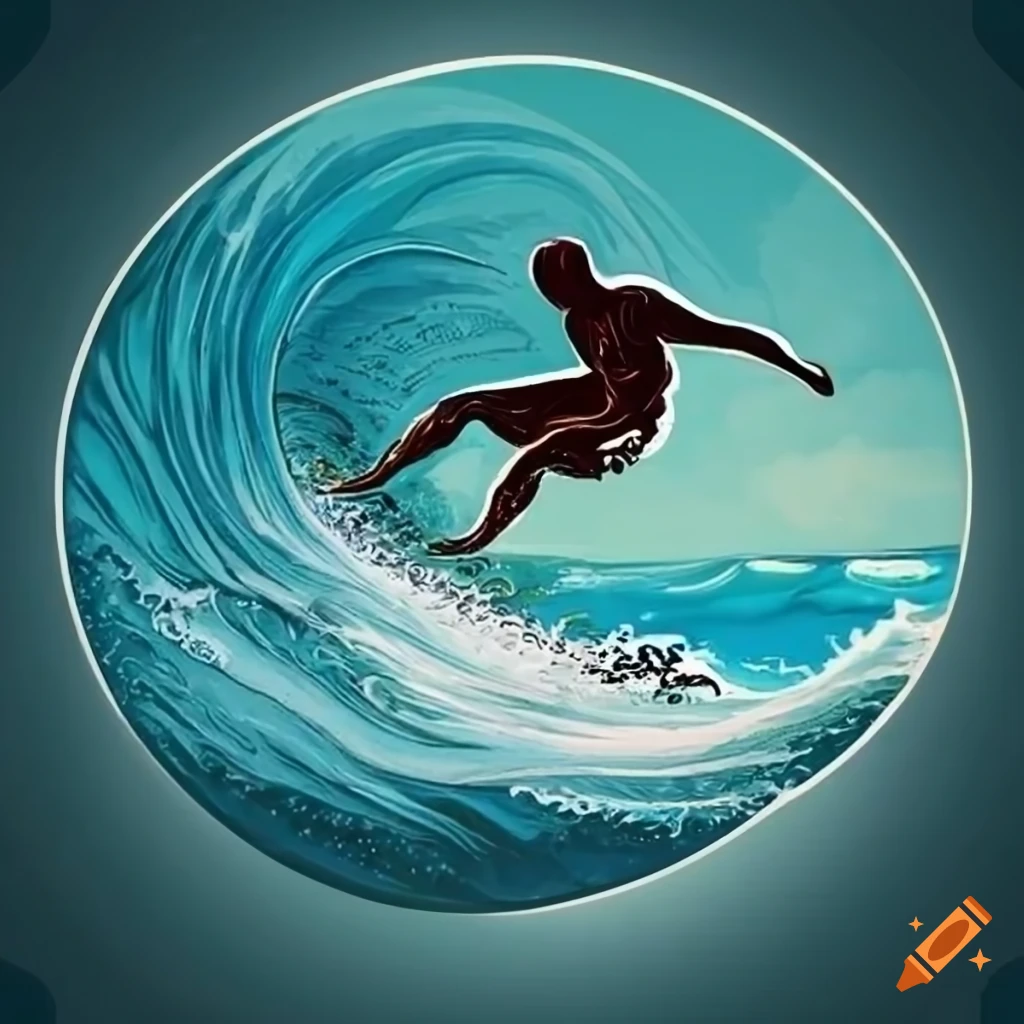 Logo of a surfer riding a powerful wave