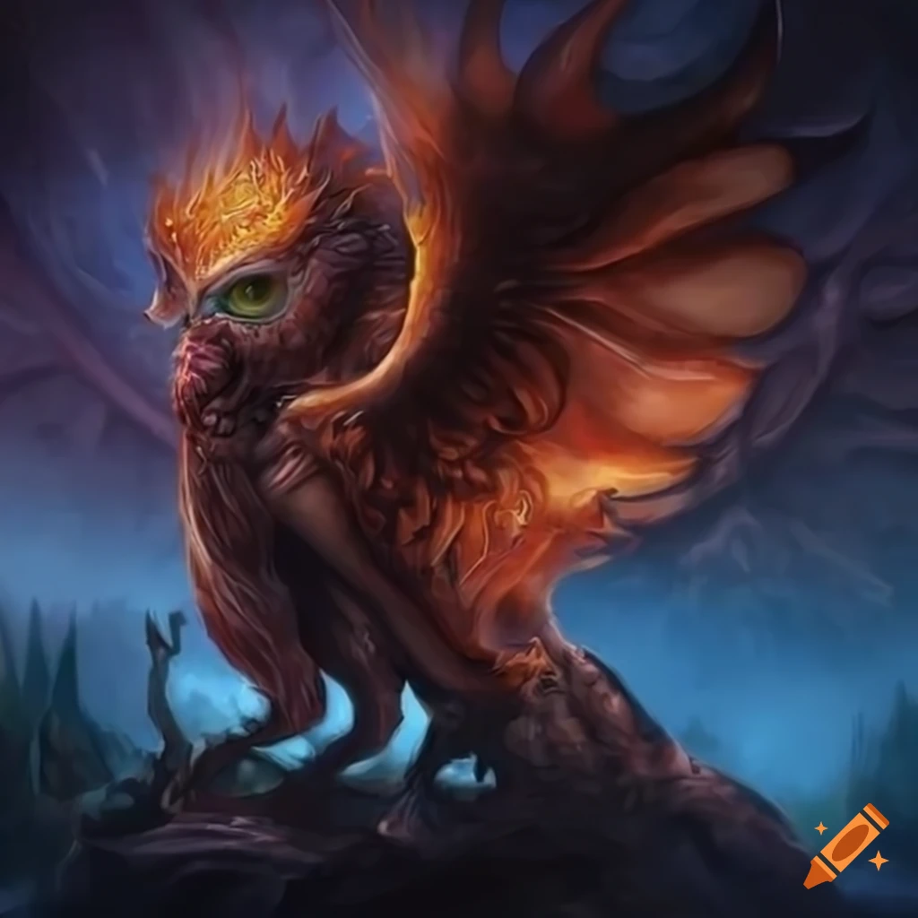 Magical fire creature in a fantasy desert on Craiyon