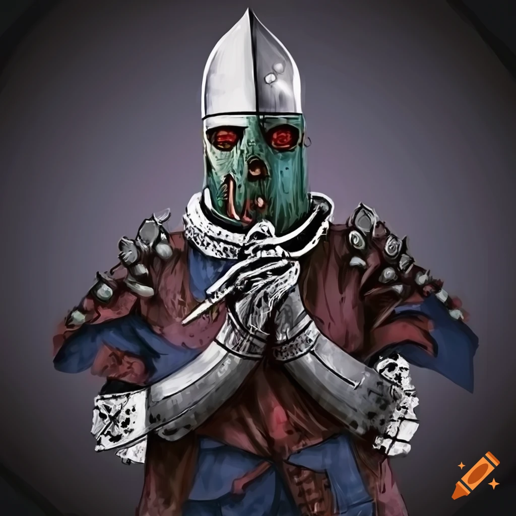 Zombie medieval knight illustration on Craiyon