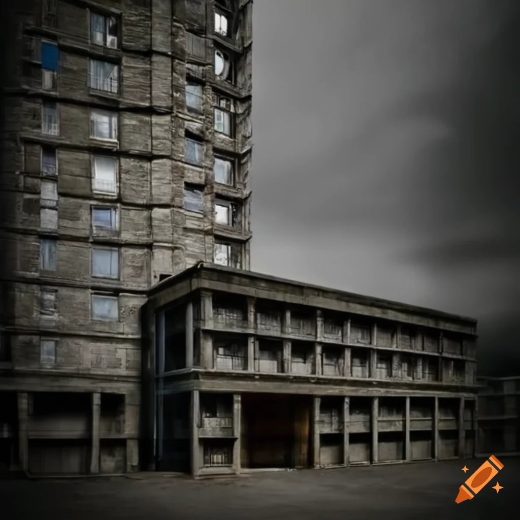 Realistic photo of a secret research building