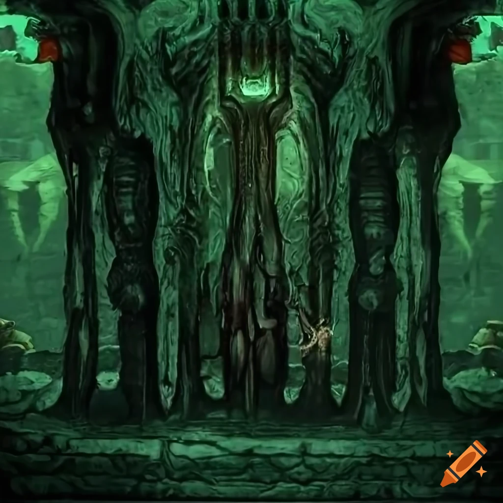 2d game with h r giger-inspired alien creature on Craiyon