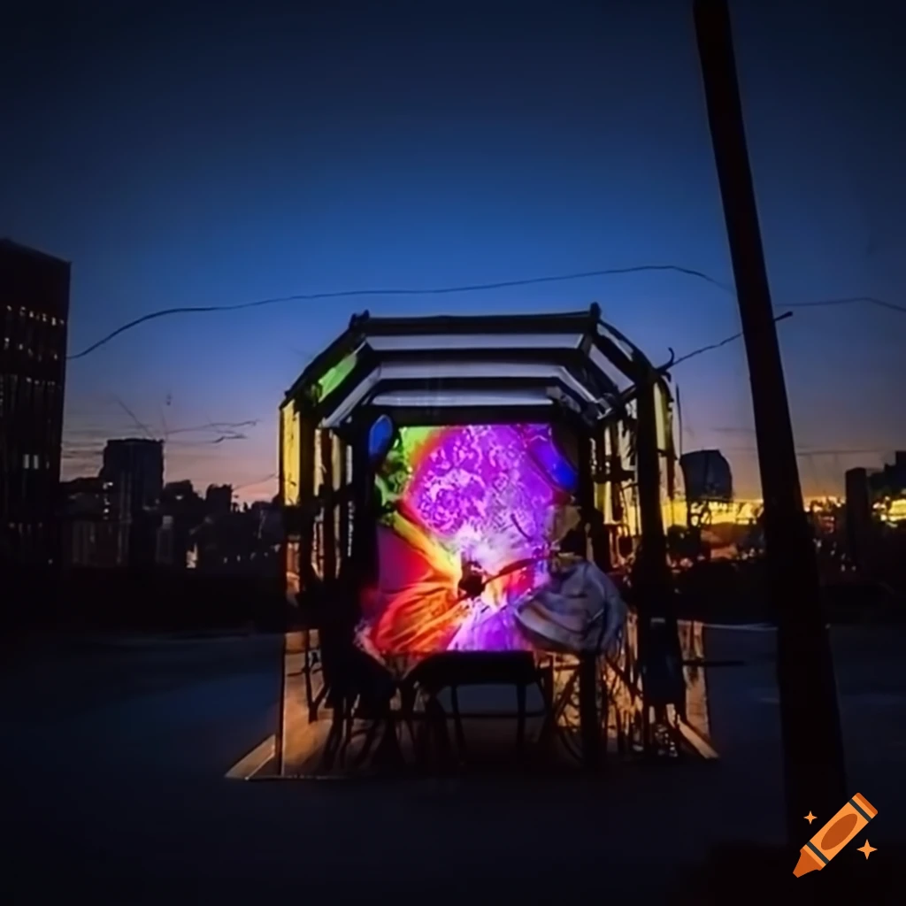 Outdoor video projection on makeshift canopy