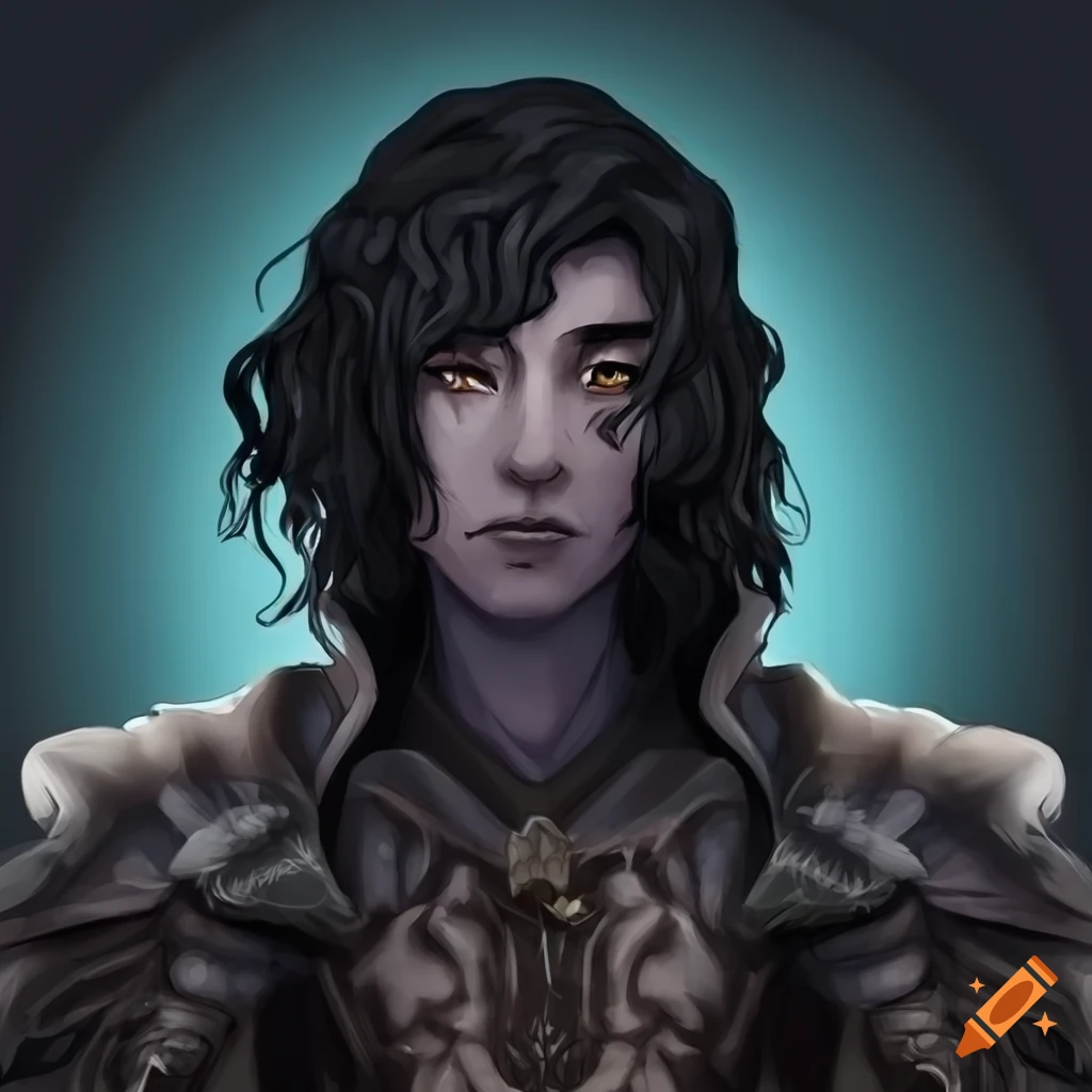 Illustration of a black-haired shadow cleric