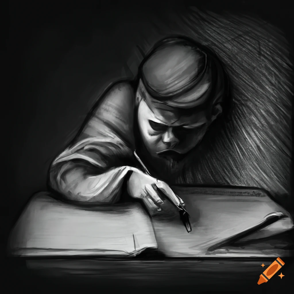 Sketch of a person writing