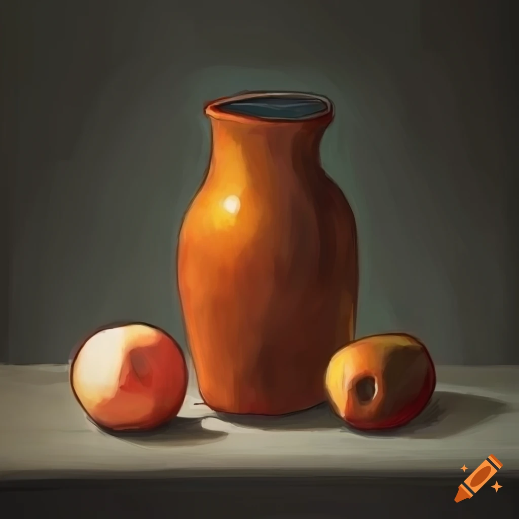Detailed still life drawing