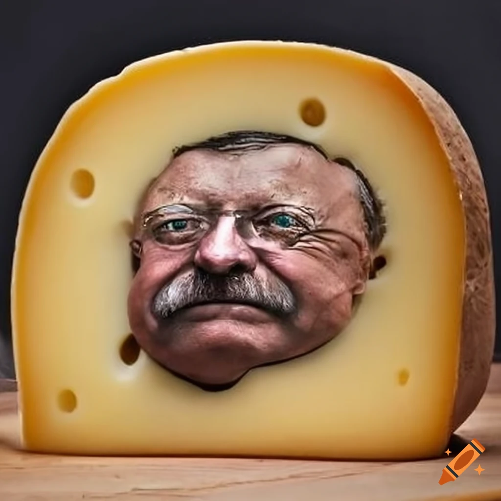 Cheese slice with the face of theodore roosevelt on Craiyon