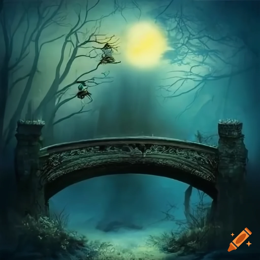 Surrealist park with strange creatures and surreal elements