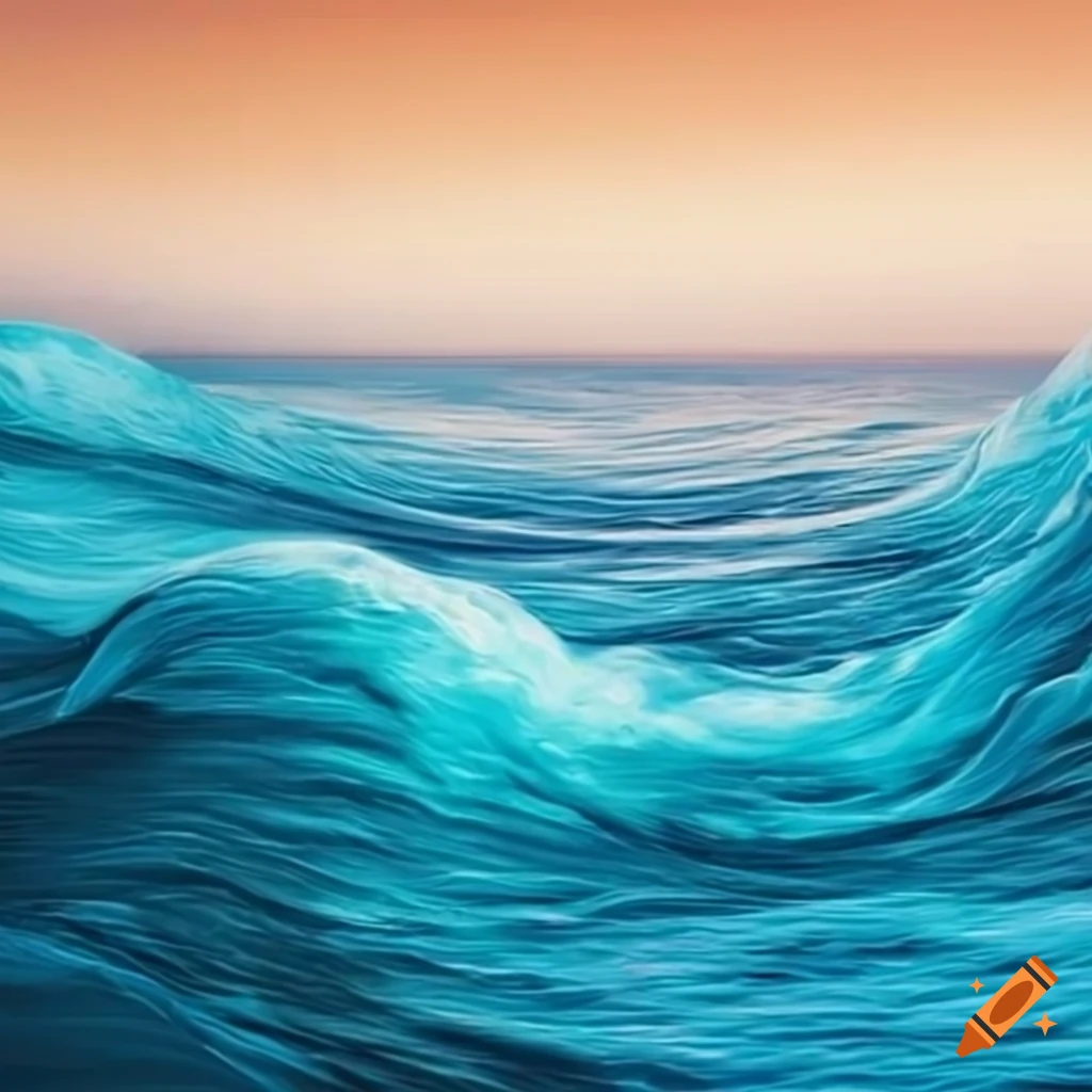 Abstract seascape with wave forms on Craiyon