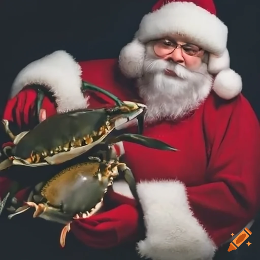 Funny santa claus with maryland crabs