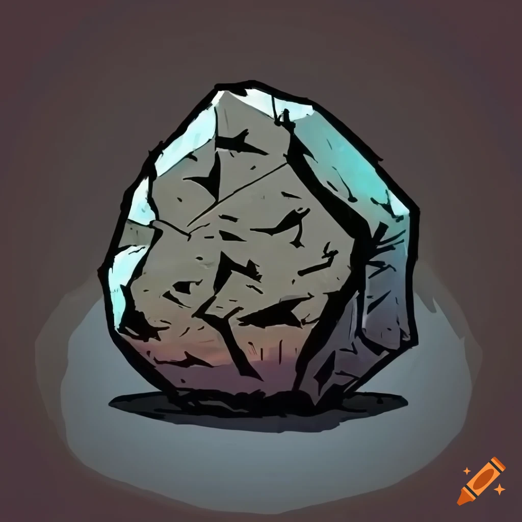 Artistic depiction of stone rock in the style of Darkest Dungeon on Craiyon