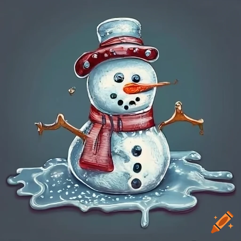 Melting snowman drips water into pipes