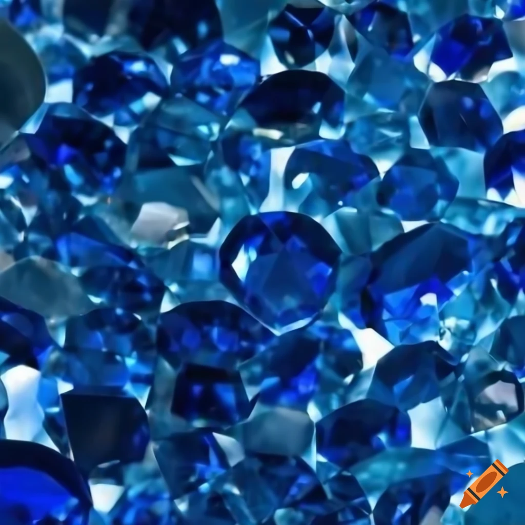 Close-up of shining blue gems and diamonds on Craiyon