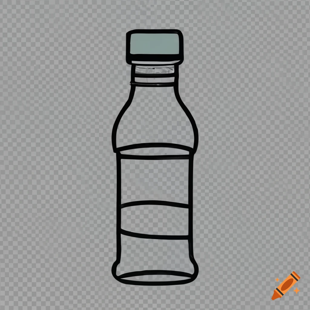 Lineal drawing of a transparent water bottle
