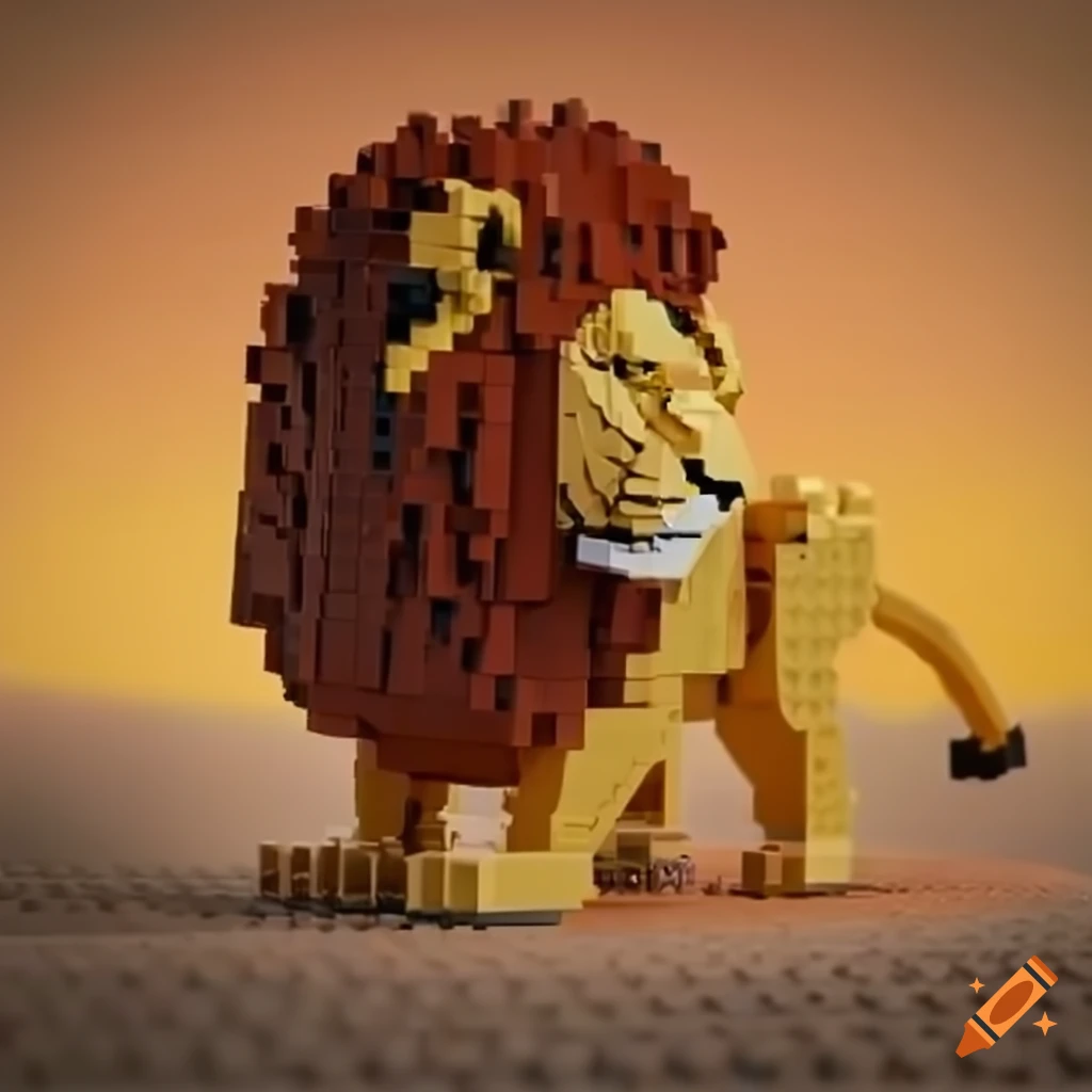 Lego lion at the savannah
