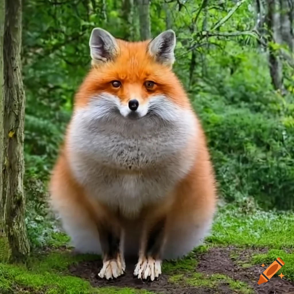 Photo of a fluffy fox in the forest on Craiyon