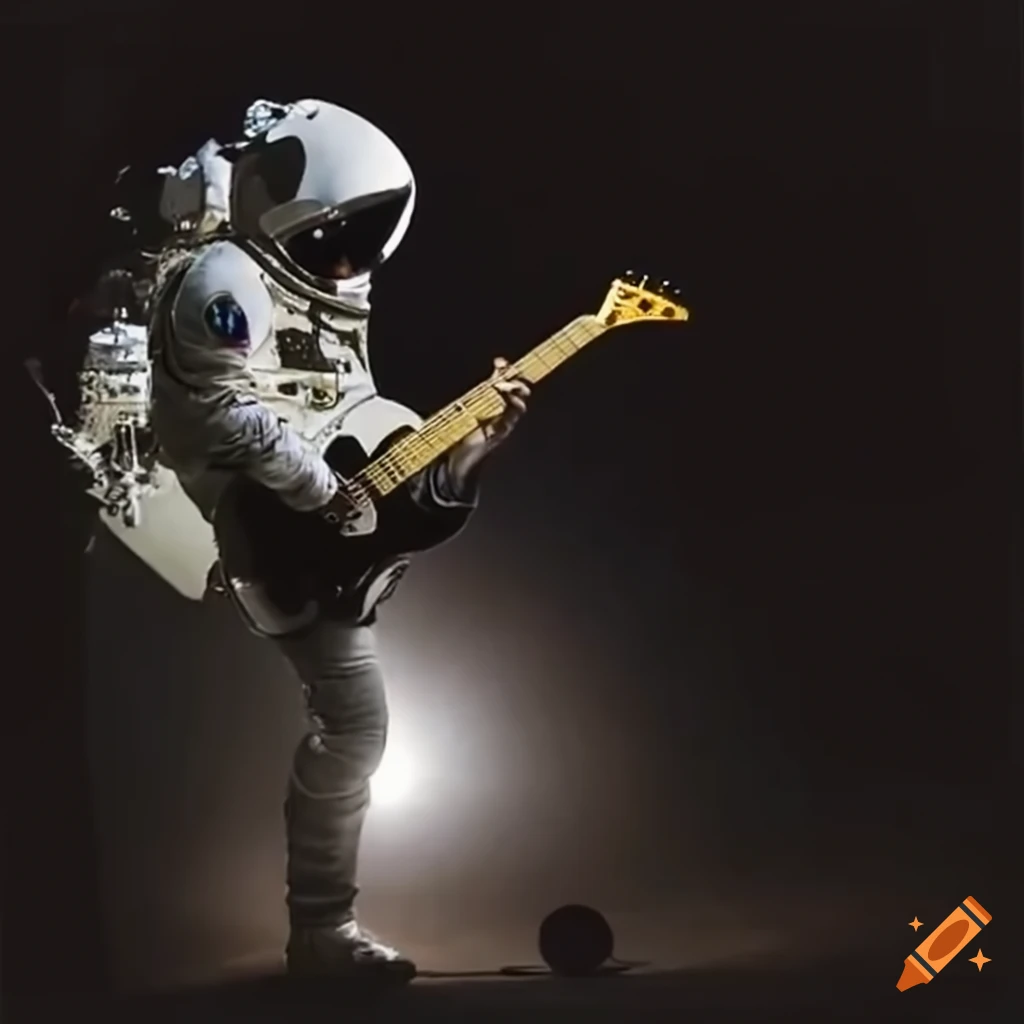 Artistic illustration of an astronaut playing electric guitar on Craiyon