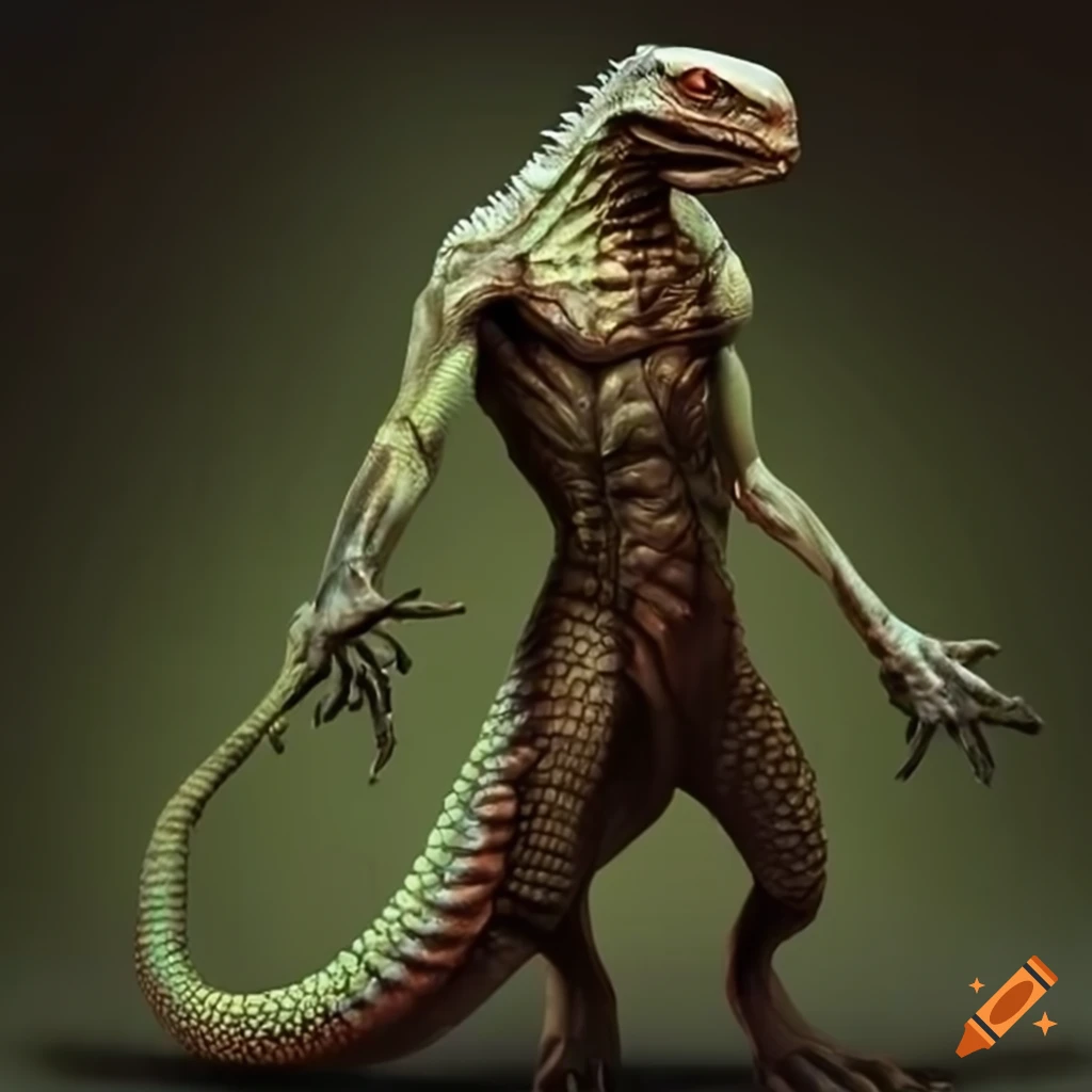Concept art of humanoid lizard creature with blades