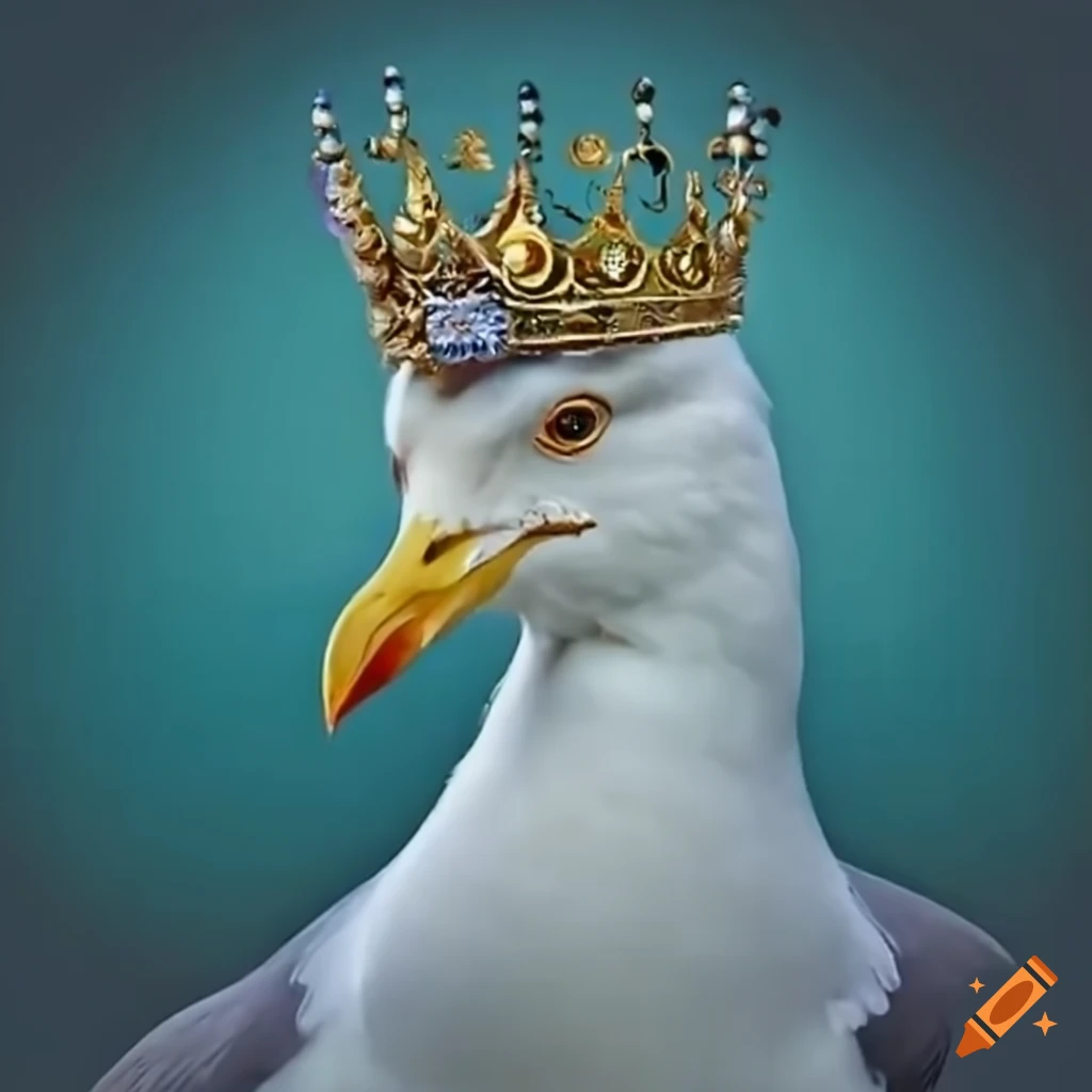 Seagulls bowing to a seagull king