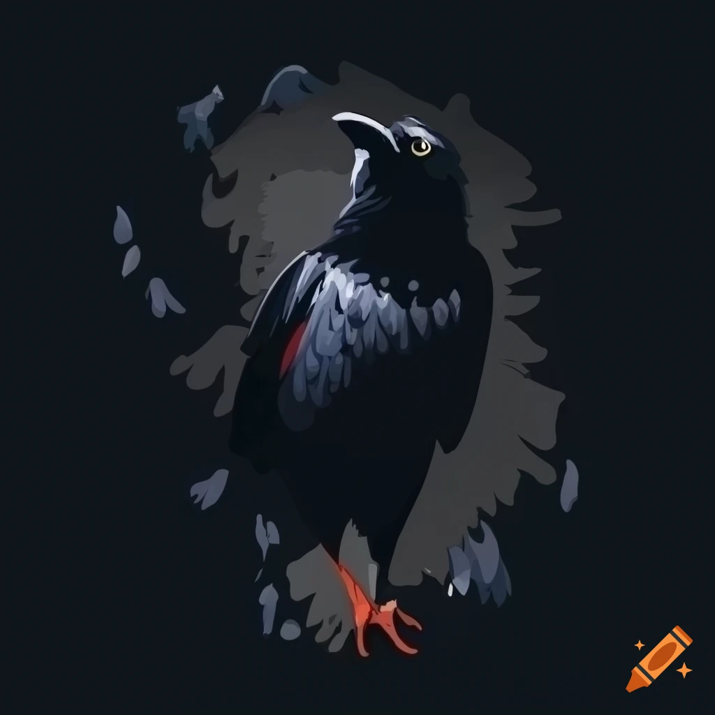 Vector illustration of a crow breaking a wall on Craiyon