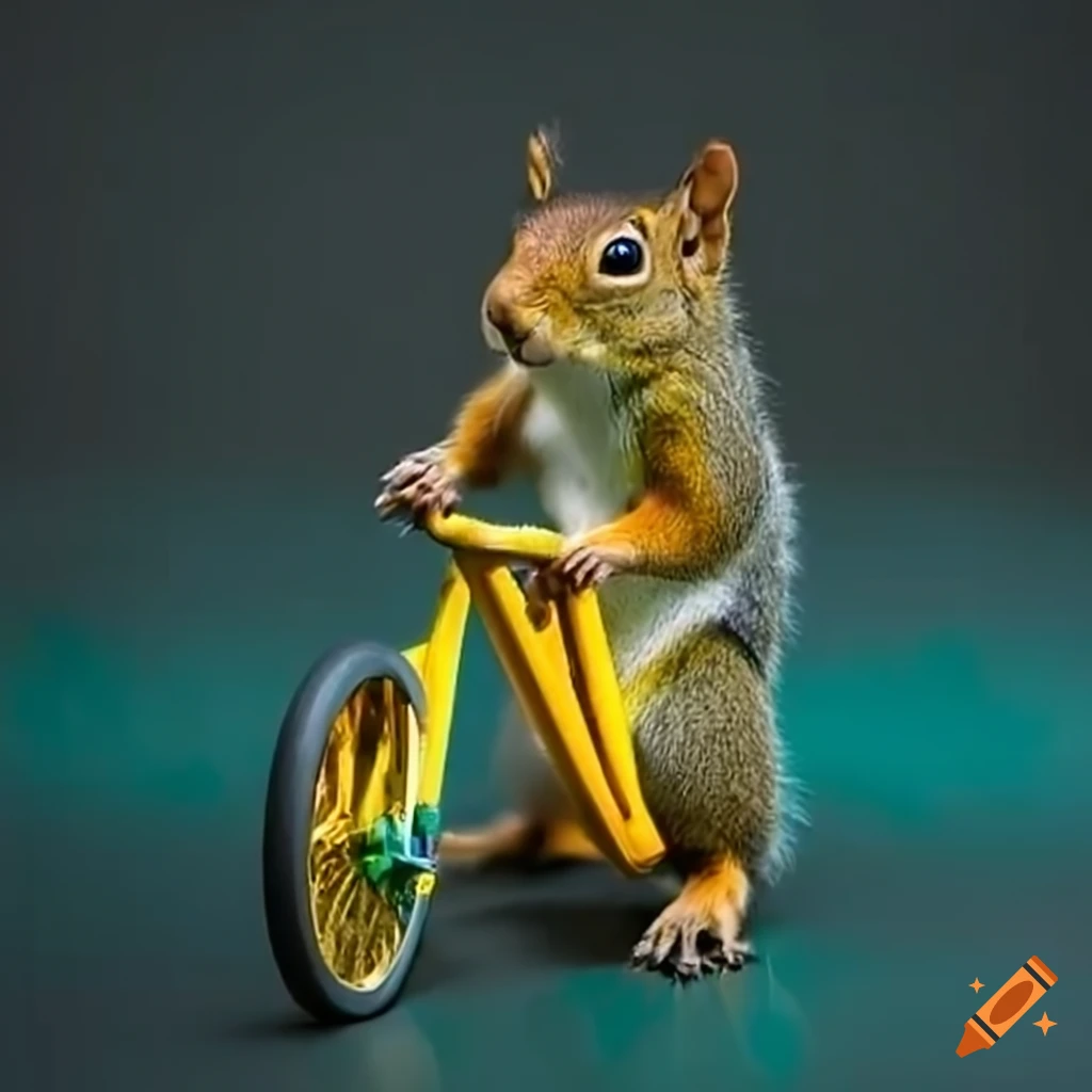 Squirrel riding a bike