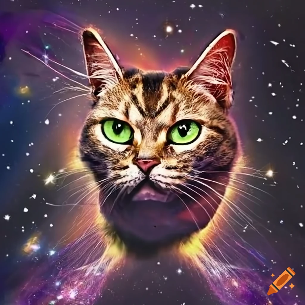 Cosmic cat with an angry expression on Craiyon
