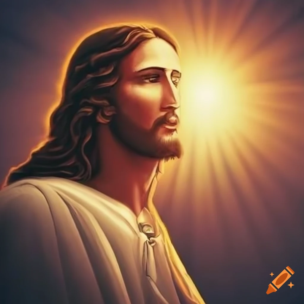 Image of jesus christ with shining sun rays