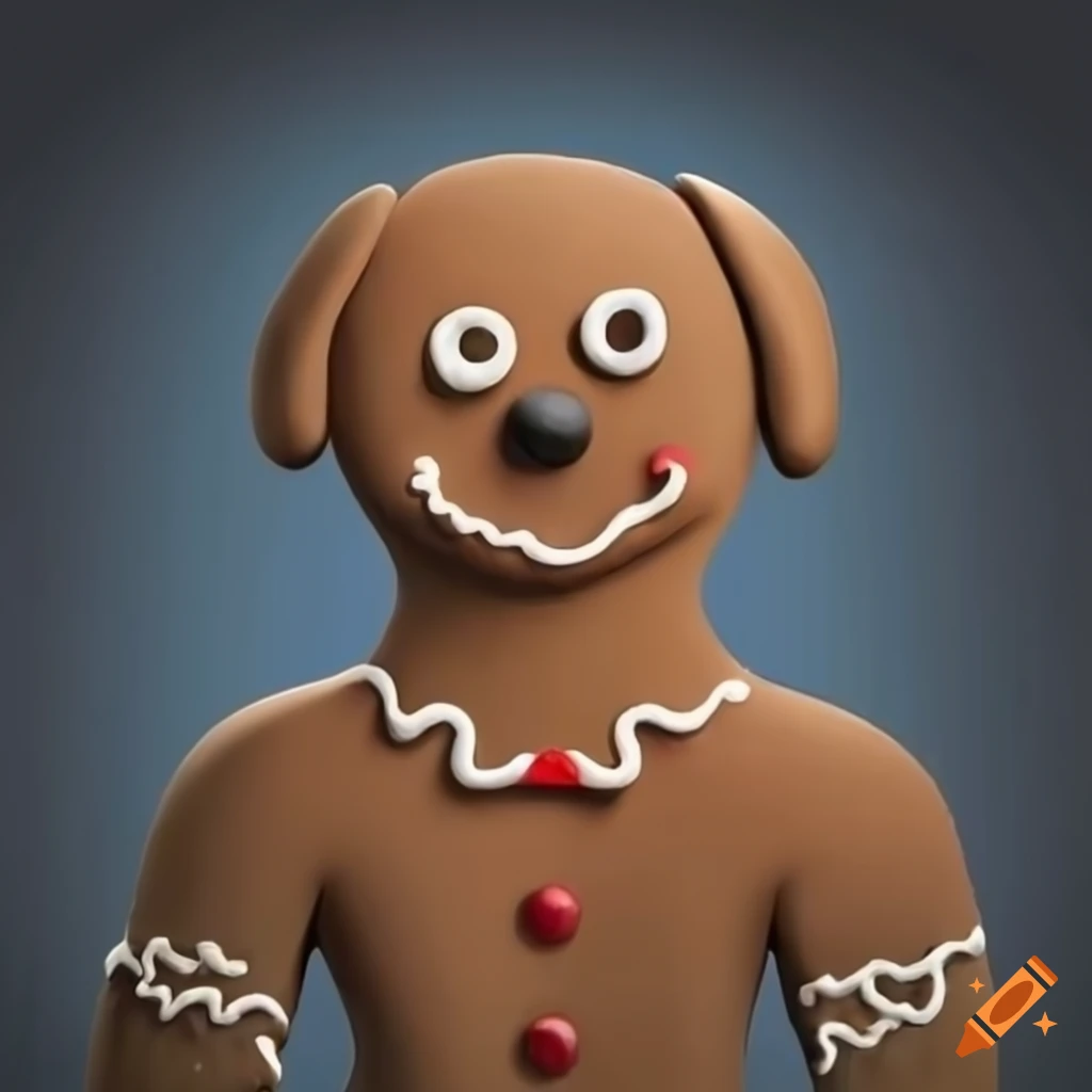 Realistic gingerbread dog sculpture on Craiyon